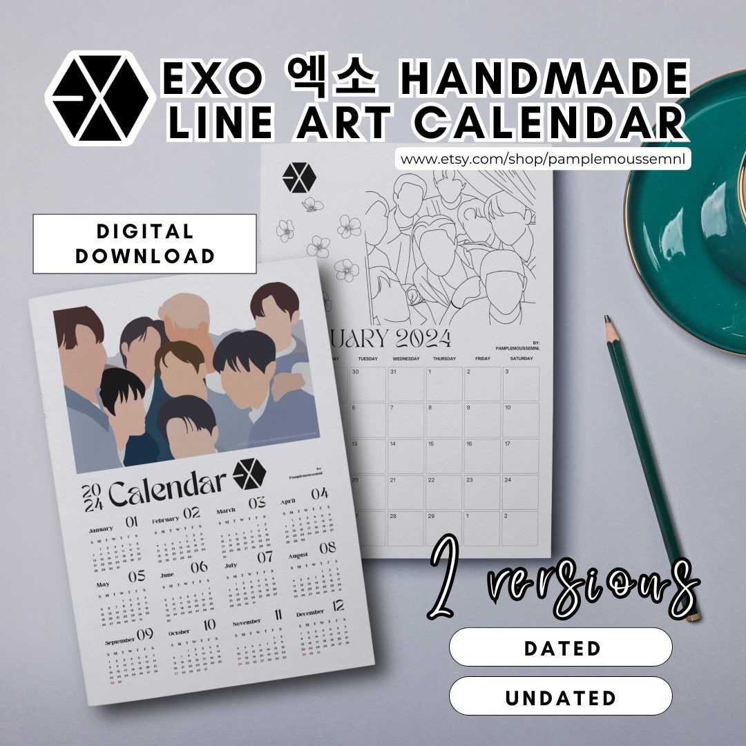 EXO Personalized Line Art Vector Art Calendar Template Dated Undated ...