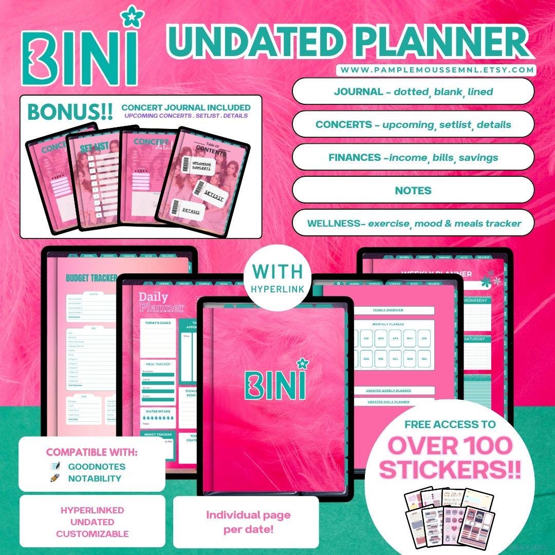 Digital Journal BINI Inspired Digital Planner Free Stickers Goodnotes ...