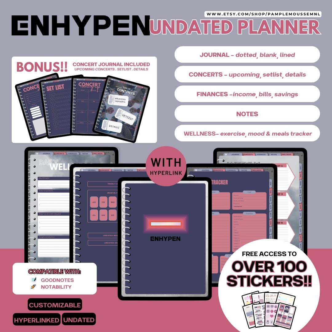 2024 Enhypen Inspired Digital Journal Digital Planner Free Stickers ...