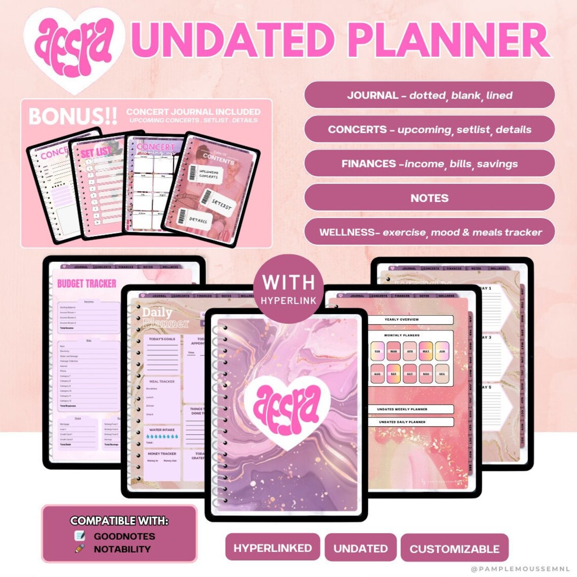 AESPA Digital Planner All-in-one Concert Planner Goodnotes Notability ...