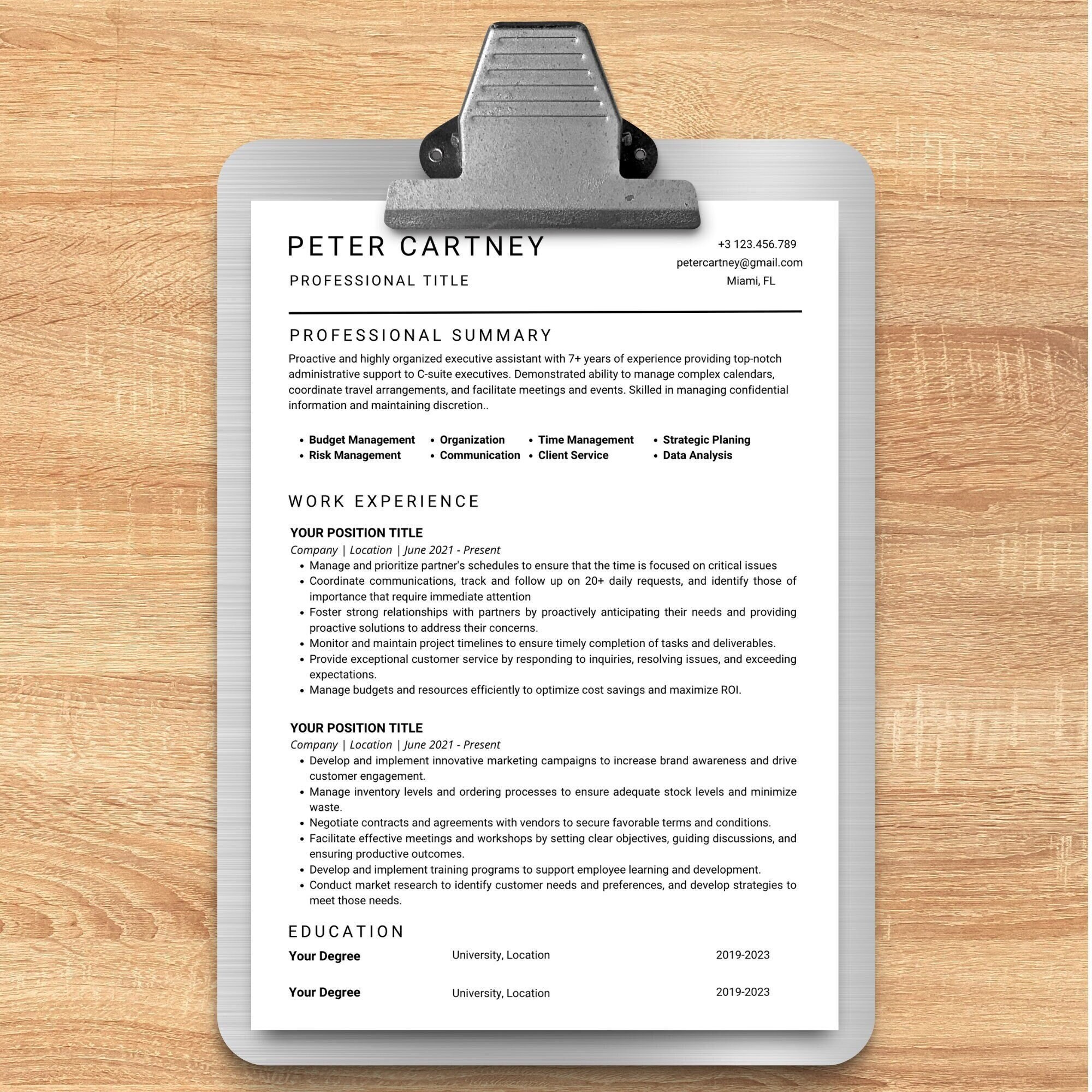 2023 Clean Resume Template for Canva • Minimalist Executive ATS ...