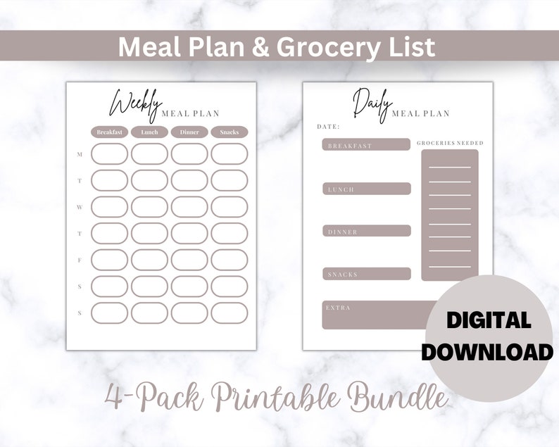 Digital Meal Planner and Grocery Planner Weekly and Daily - Etsy