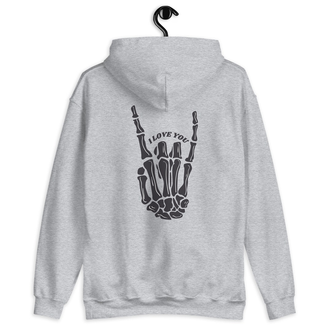 Skeleton Hoodie, Unisex Hoodie, I Love You Hoodie, Skeleton Sweatshirt ...