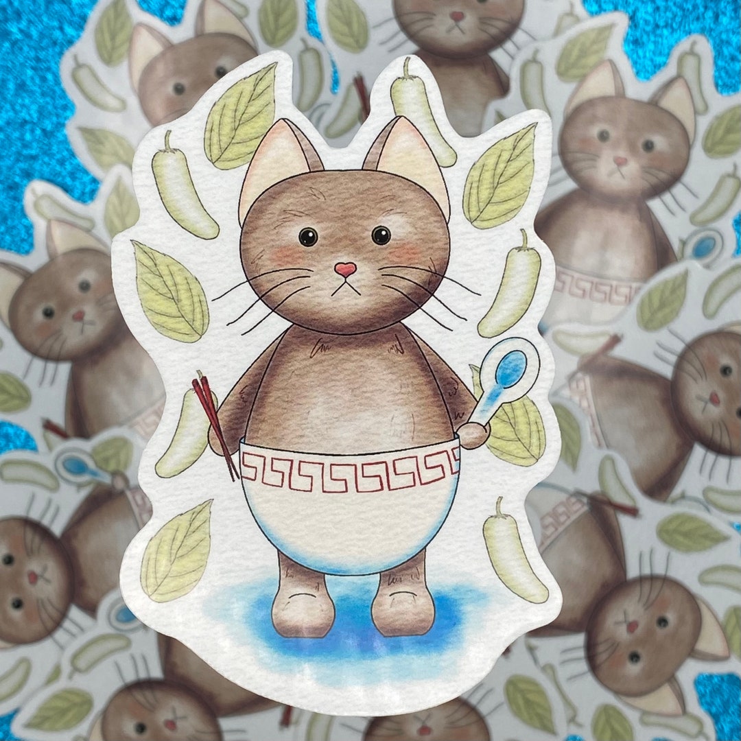 Noodles the Pho Cat Glossy Vinyl Sticker - Etsy