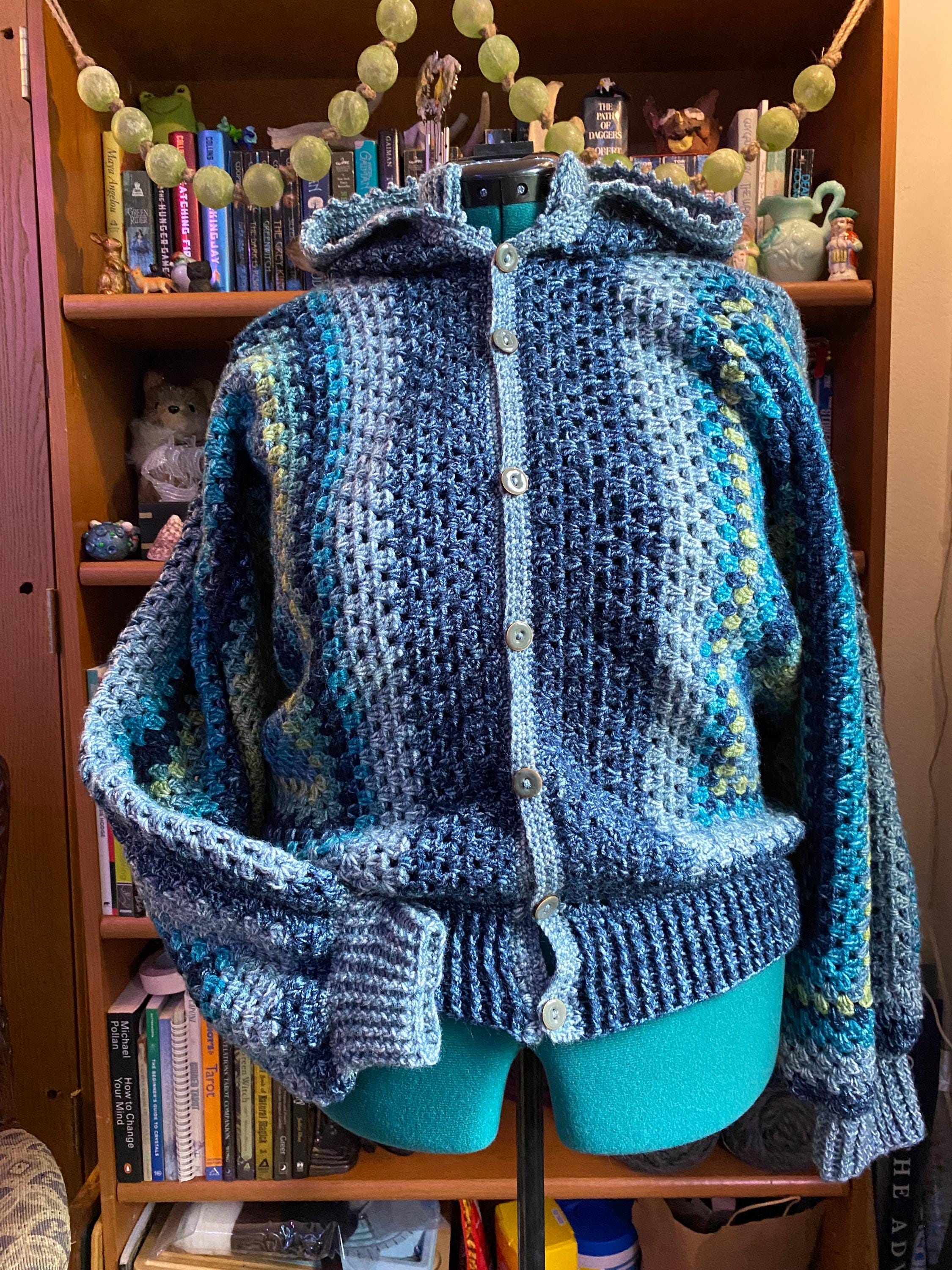 Festival Hex Hooded Cardigan Sweater - Summer Ocean - Etsy