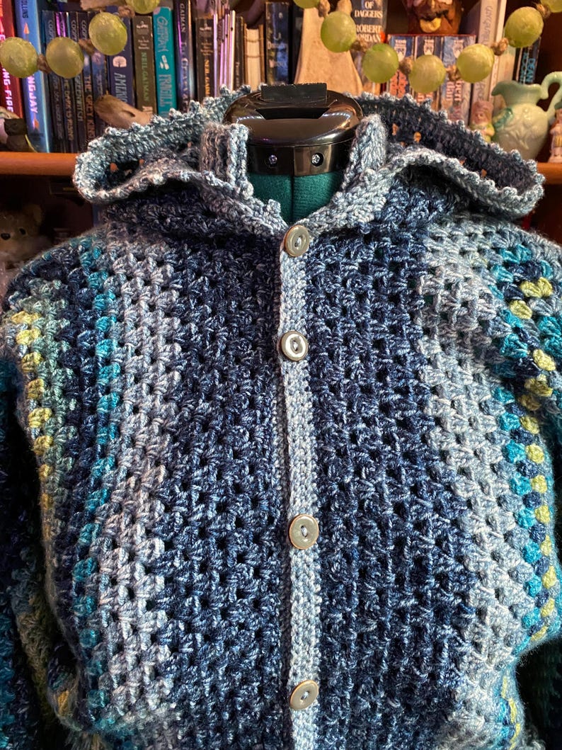 Festival Hex Hooded Cardigan Sweater - Summer Ocean - Etsy
