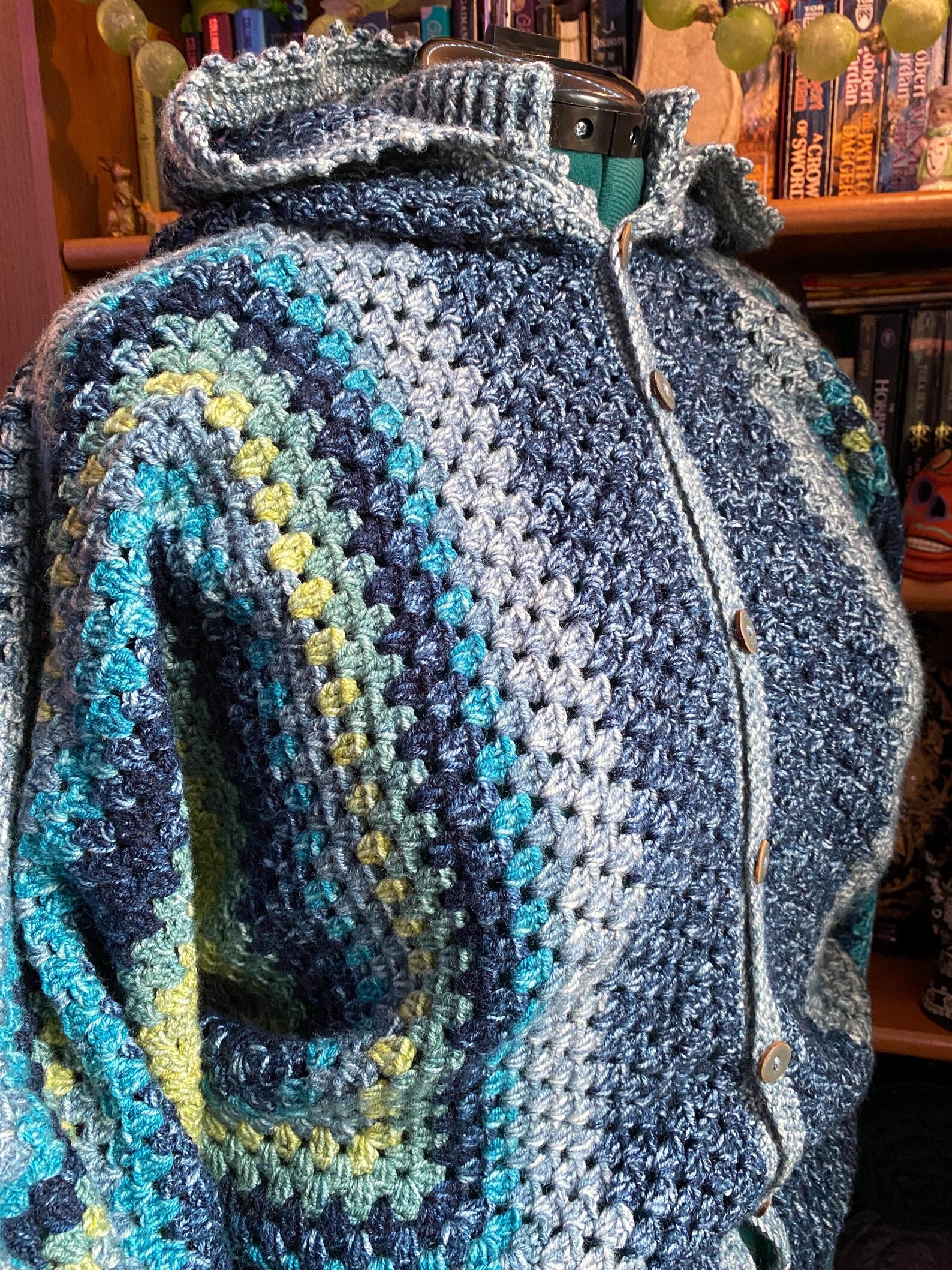 Festival Hex Hooded Cardigan Sweater - Summer Ocean - Etsy