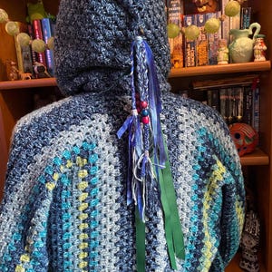 Festival Hex Hooded Cardigan Sweater - Summer Ocean - Etsy