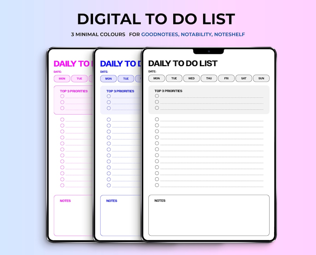 Digital to Do List Goodnotes Template, Dark Mode to Do List Page ...
