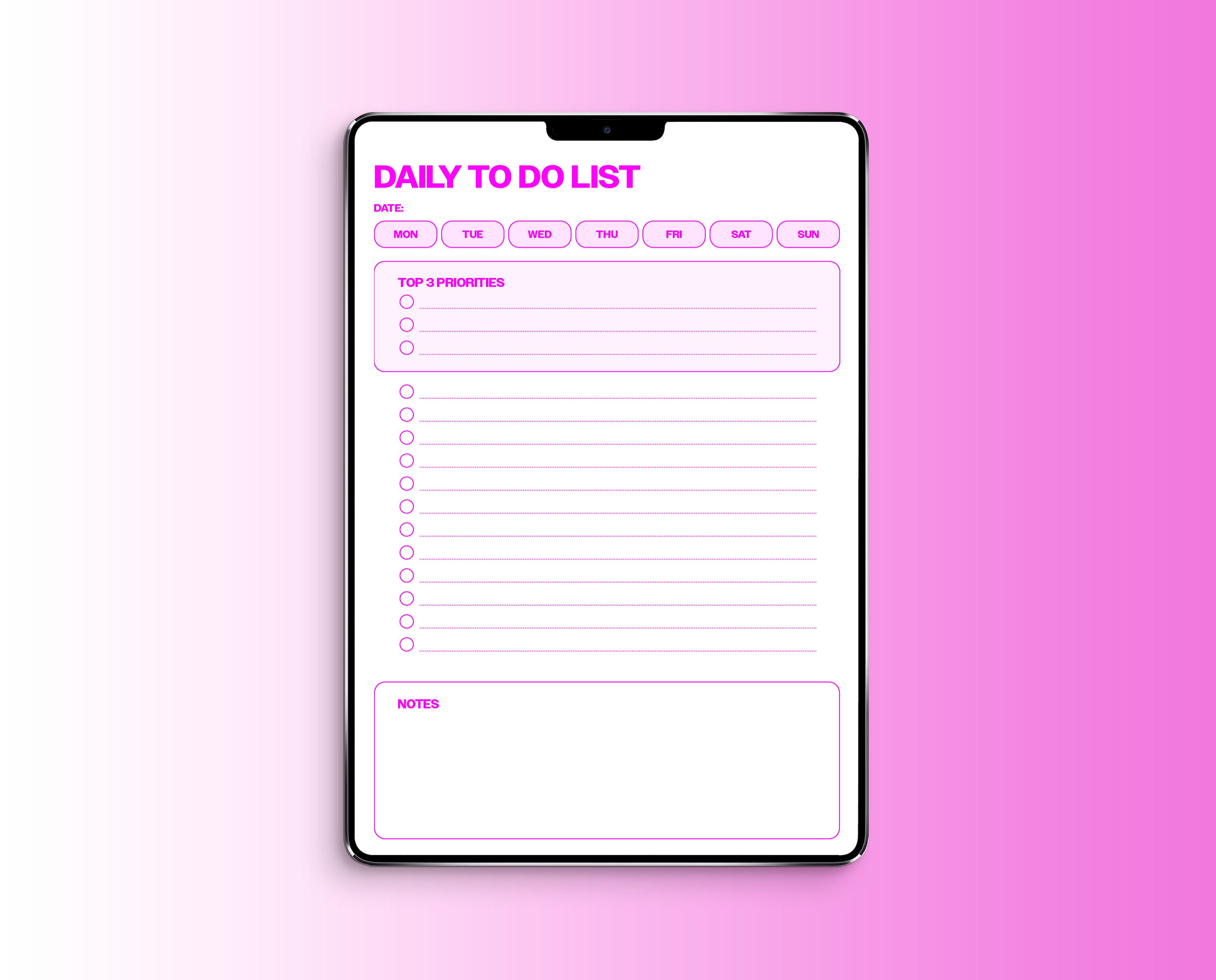 Digital to Do List Goodnotes Template, Dark Mode to Do List Page ...