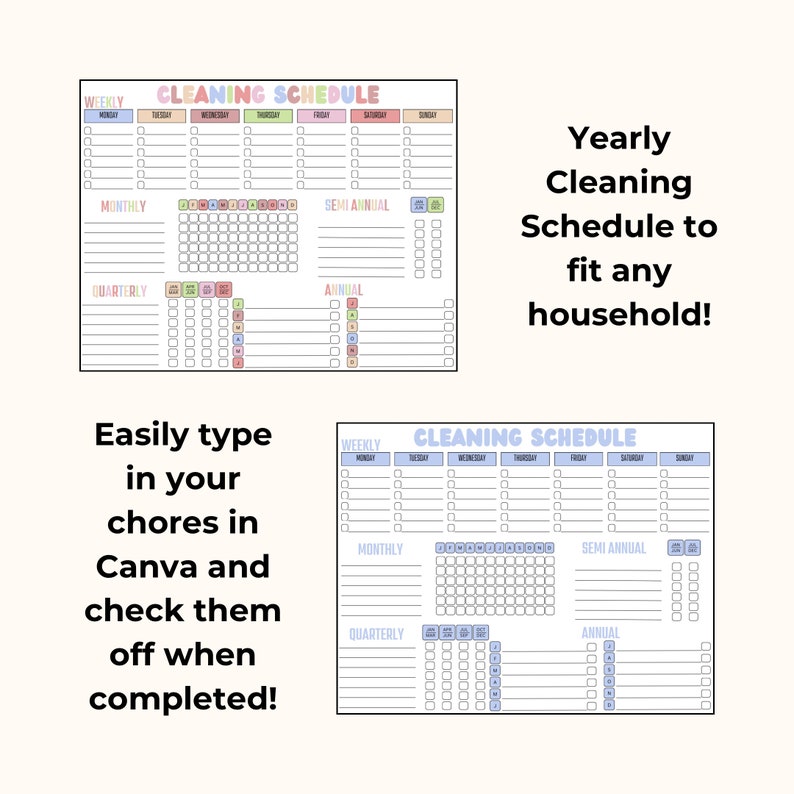 Cleaning Schedule, Chore Chart, Printable Schedule, Yearly Cleaning ...