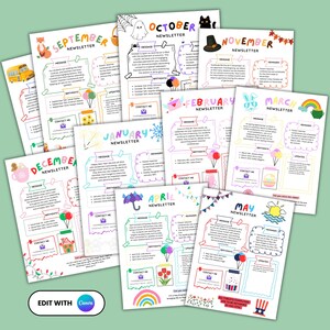 Newsletter Template, Editable Newsletter, Monthly Newsletter, School ...