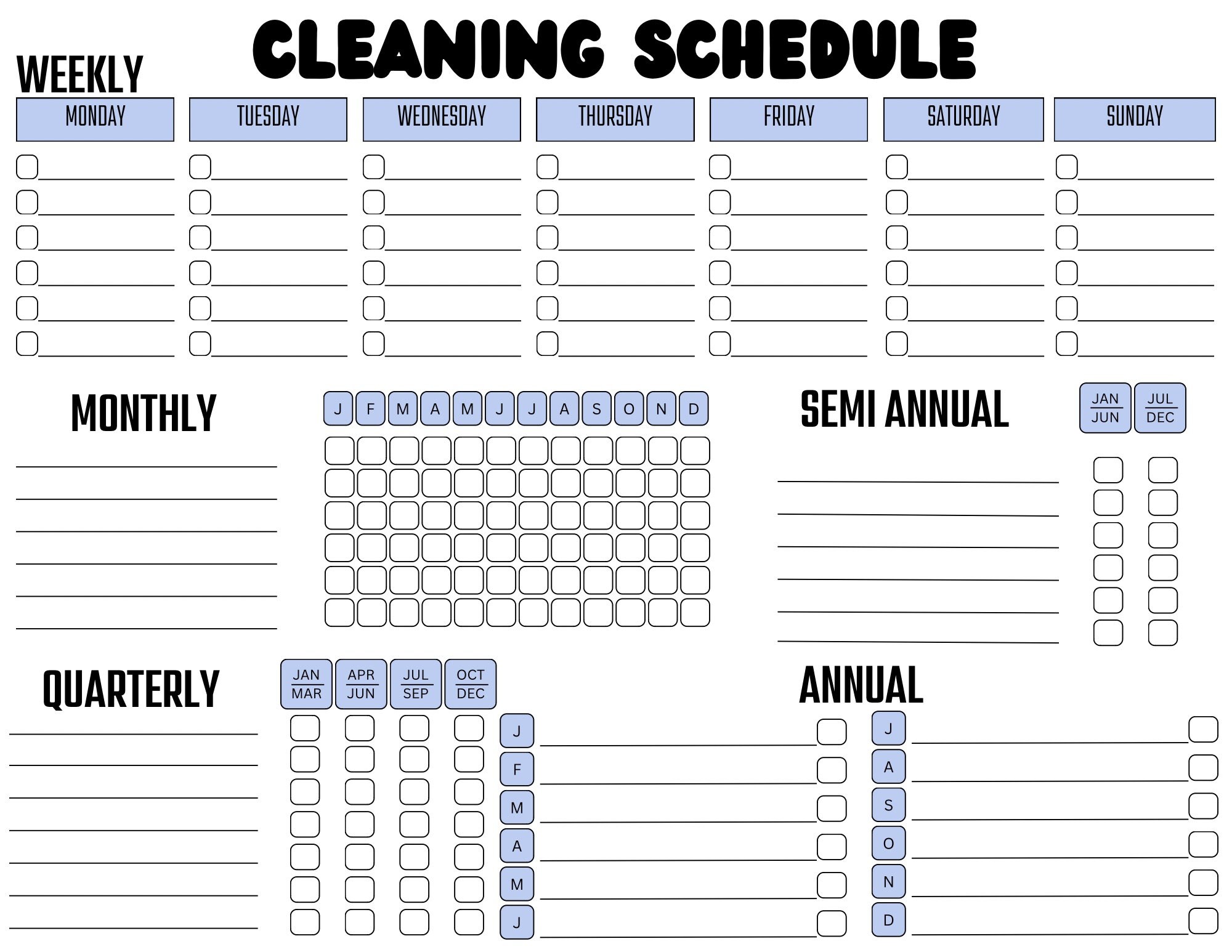 Cleaning Schedule, Chore Chart, Printable Schedule, Yearly Cleaning ...