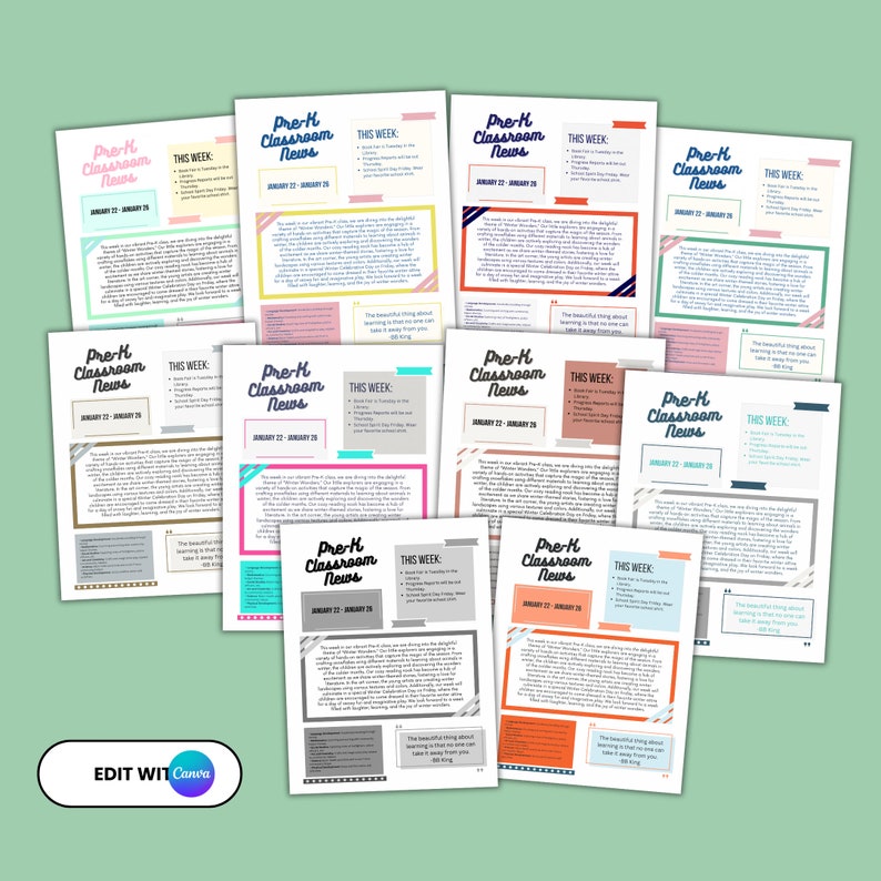 Weekly Newsletter Templates, Simple Newsletter Templates, Editable ...