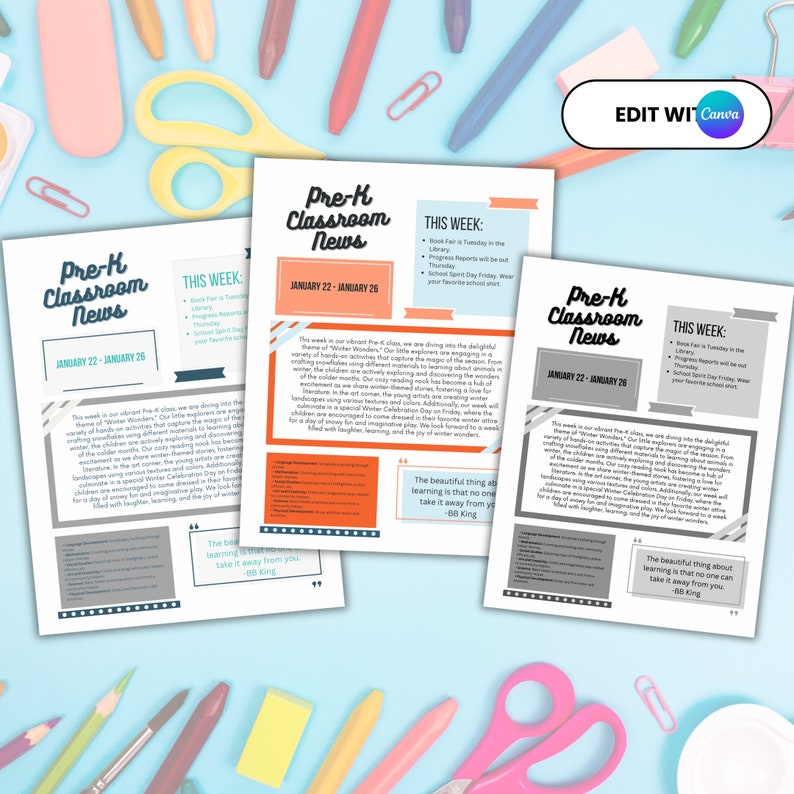 Weekly Newsletter Templates, Simple Newsletter Templates, Editable ...