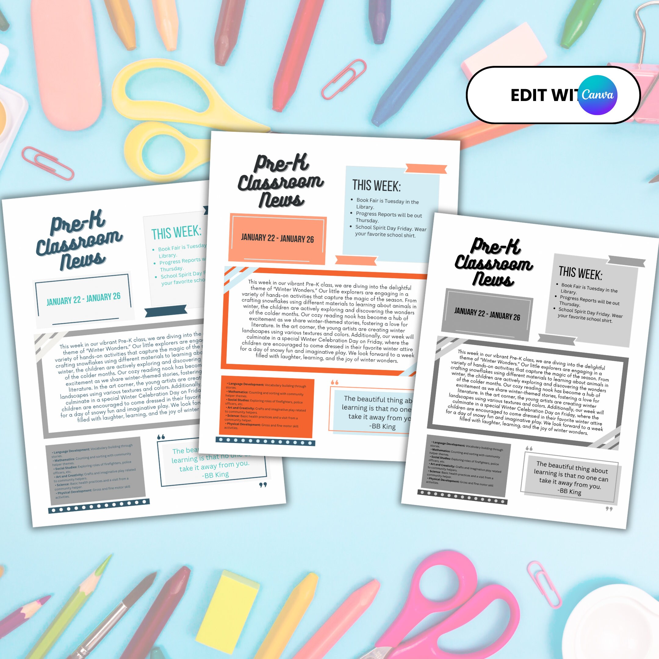 Weekly Newsletter Templates, Simple Newsletter Templates, Editable ...