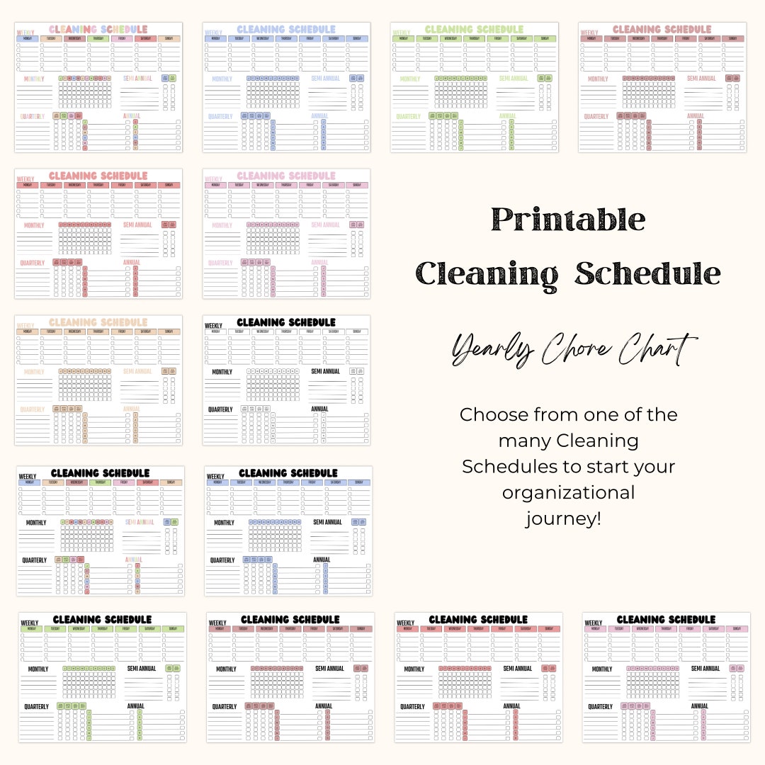 Cleaning Schedule, Chore Chart, Printable Schedule, Yearly Cleaning ...