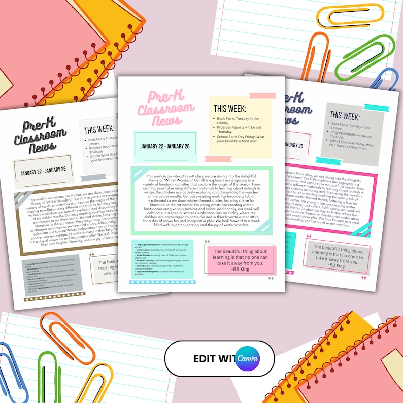 Weekly Newsletter Templates, Simple Newsletter Templates, Editable ...