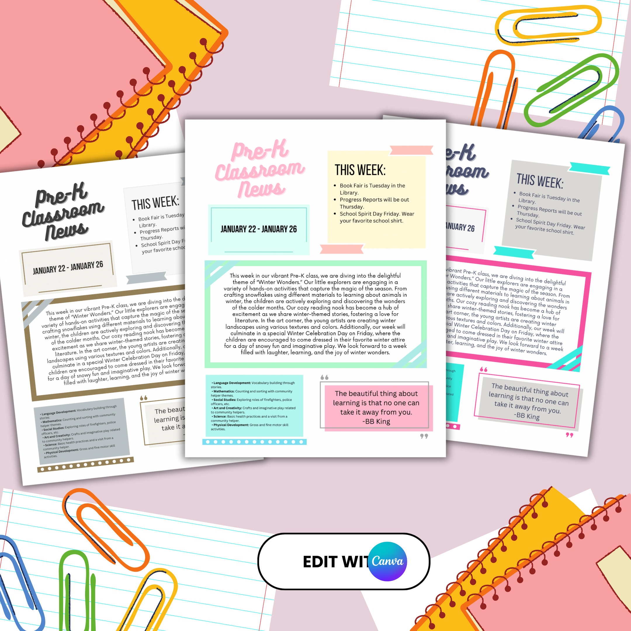 Weekly Newsletter Templates, Simple Newsletter Templates, Editable ...