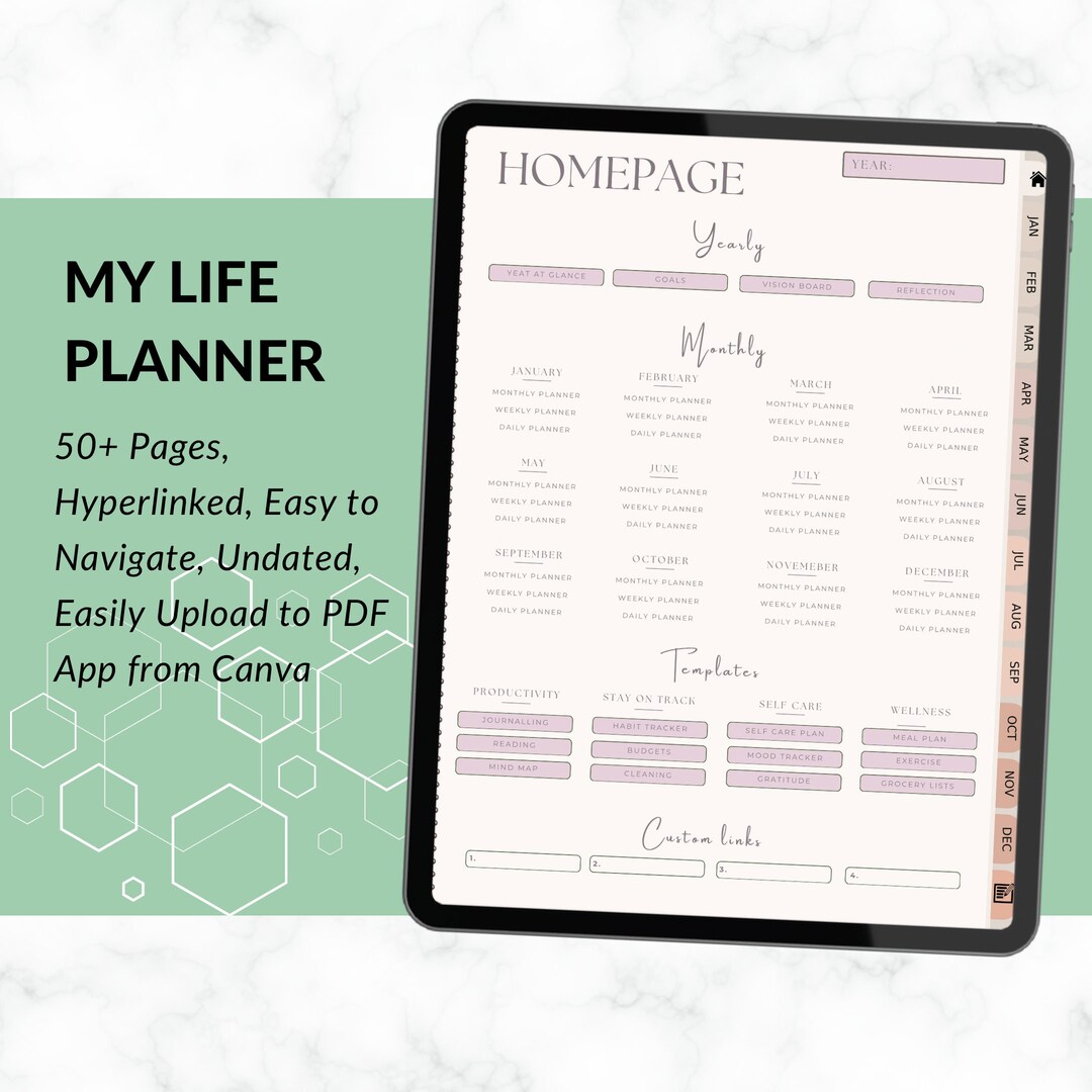 Digital Life Planner, Daily, Weekly and Monthly Planner, Hyperlinked ...
