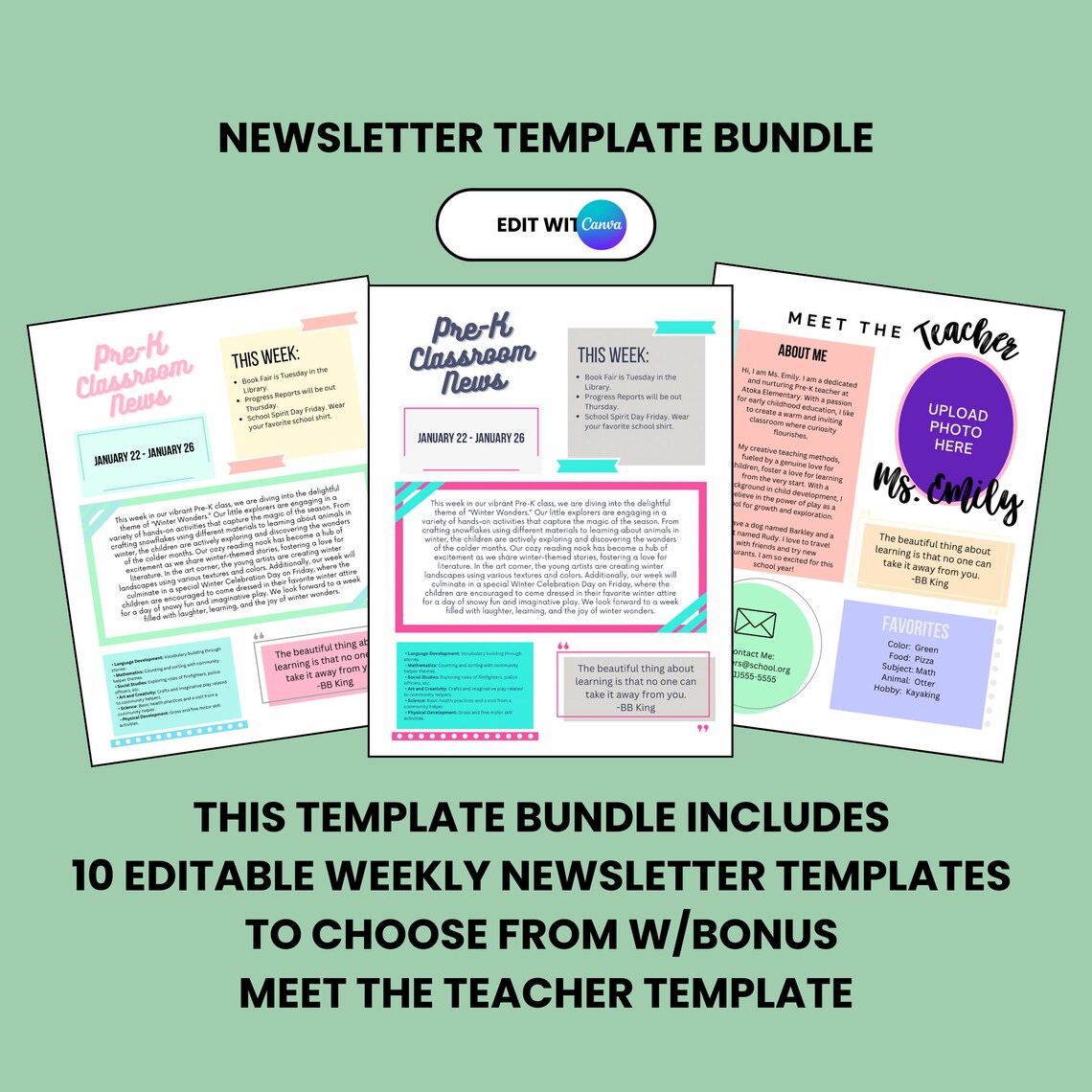 Weekly Newsletter Templates, Simple Newsletter Templates, Editable ...