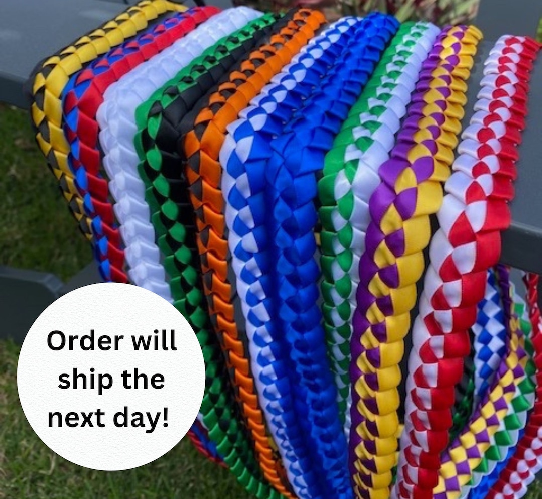 Customizable 2 Color Satin Ribbon Lei Made in Hawaii, Birthday Lei ...