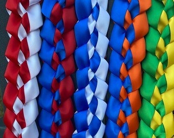 Customizable 2 Color Satin Ribbon Lei Made in Hawaii, Birthday Lei ...