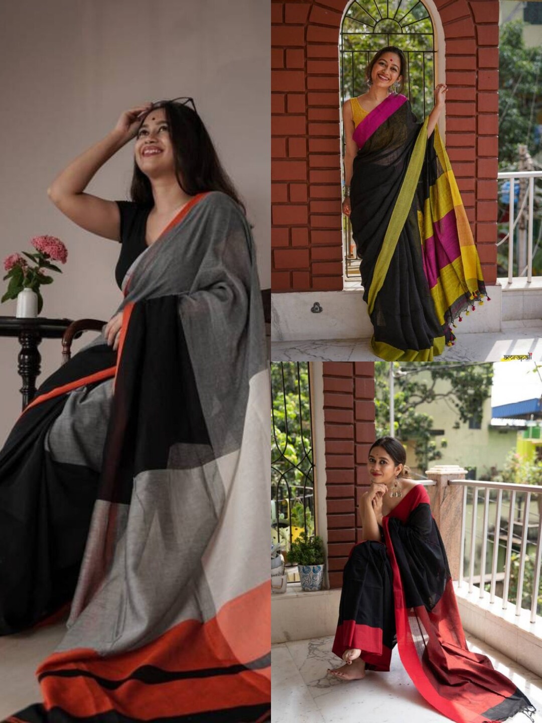 Solid/plain Handloom Cotton Blend Saree - Etsy