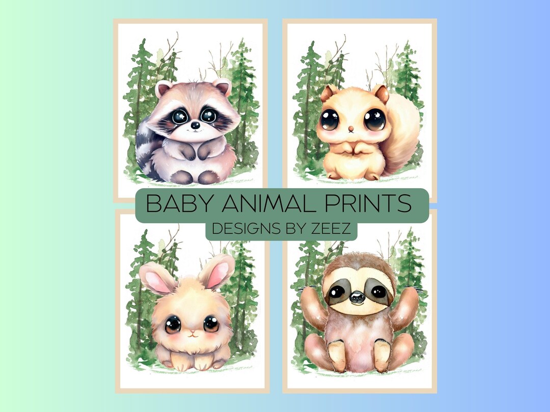 Adorable Baby Wilderness Animal Wall Art - Digital Download Prints for ...