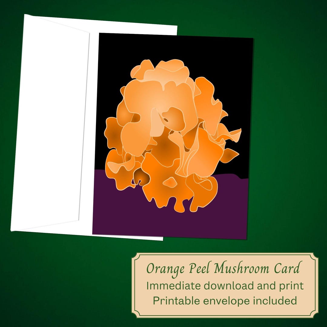 Orange Peel Fungi Halloween Card, Downloadable Card, Envelope Included ...