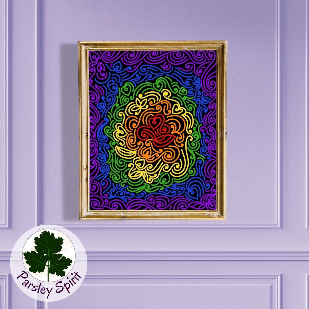 LGBTQ Flag Colors Doodle Digital Art Print, Subtle Queer Pride Art ...