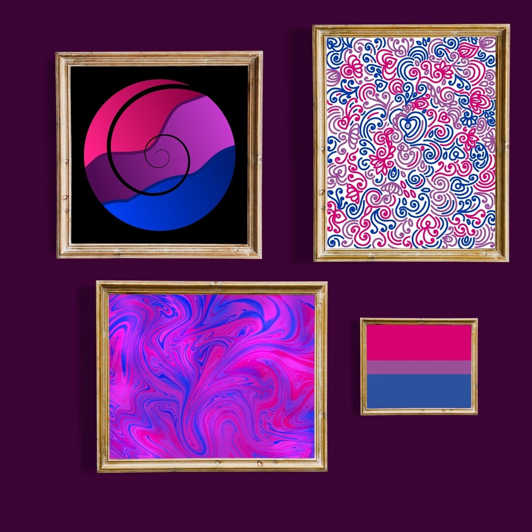 Bisexual Pride Art Set: 3 Abstract Prints & Flag (digital Download) - Etsy