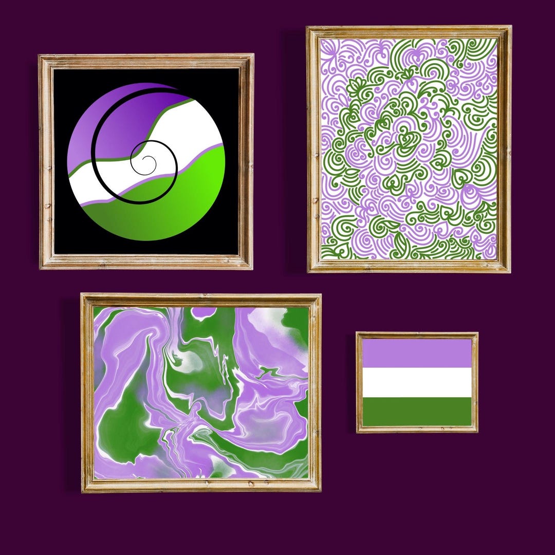 Gender Queer Pride Art Set: 3 Abstract Prints & Flag (digital Download ...