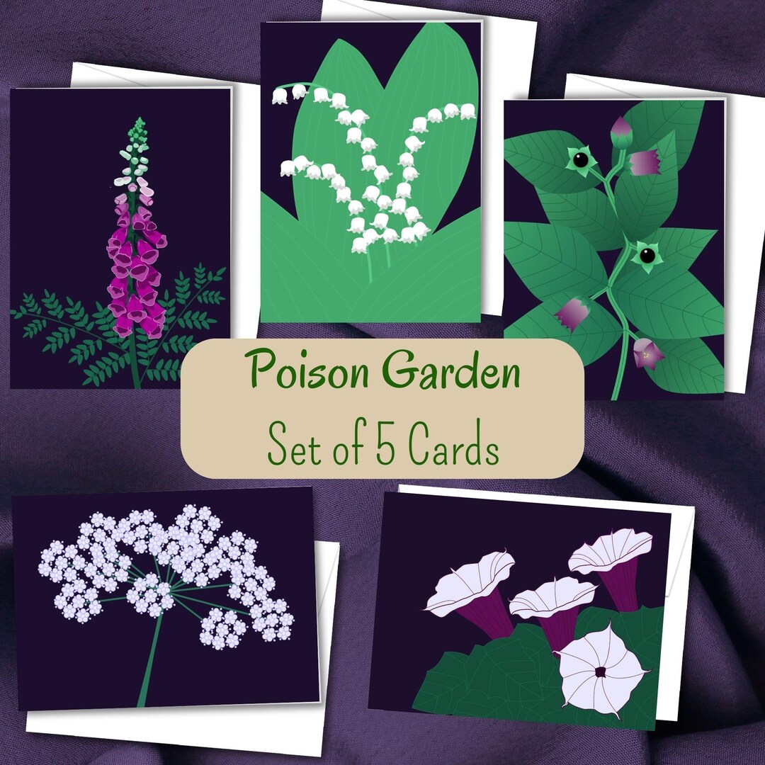 Poison Garden Halloween Card Set, 5 Printable Cards, Envelope File ...