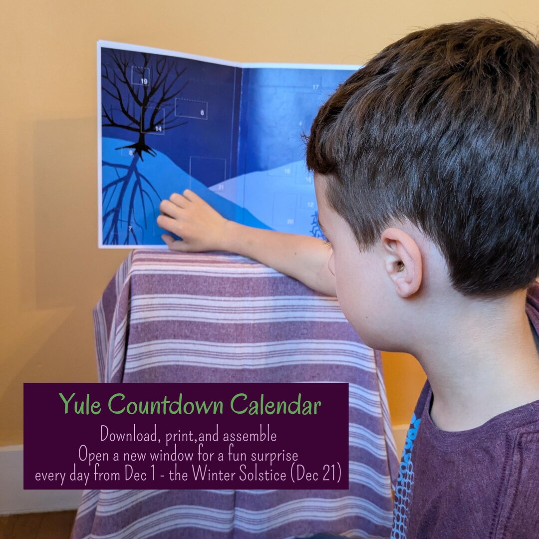 Printable Yule Advent Calendar, Winter Solstice Countdown (digital ...