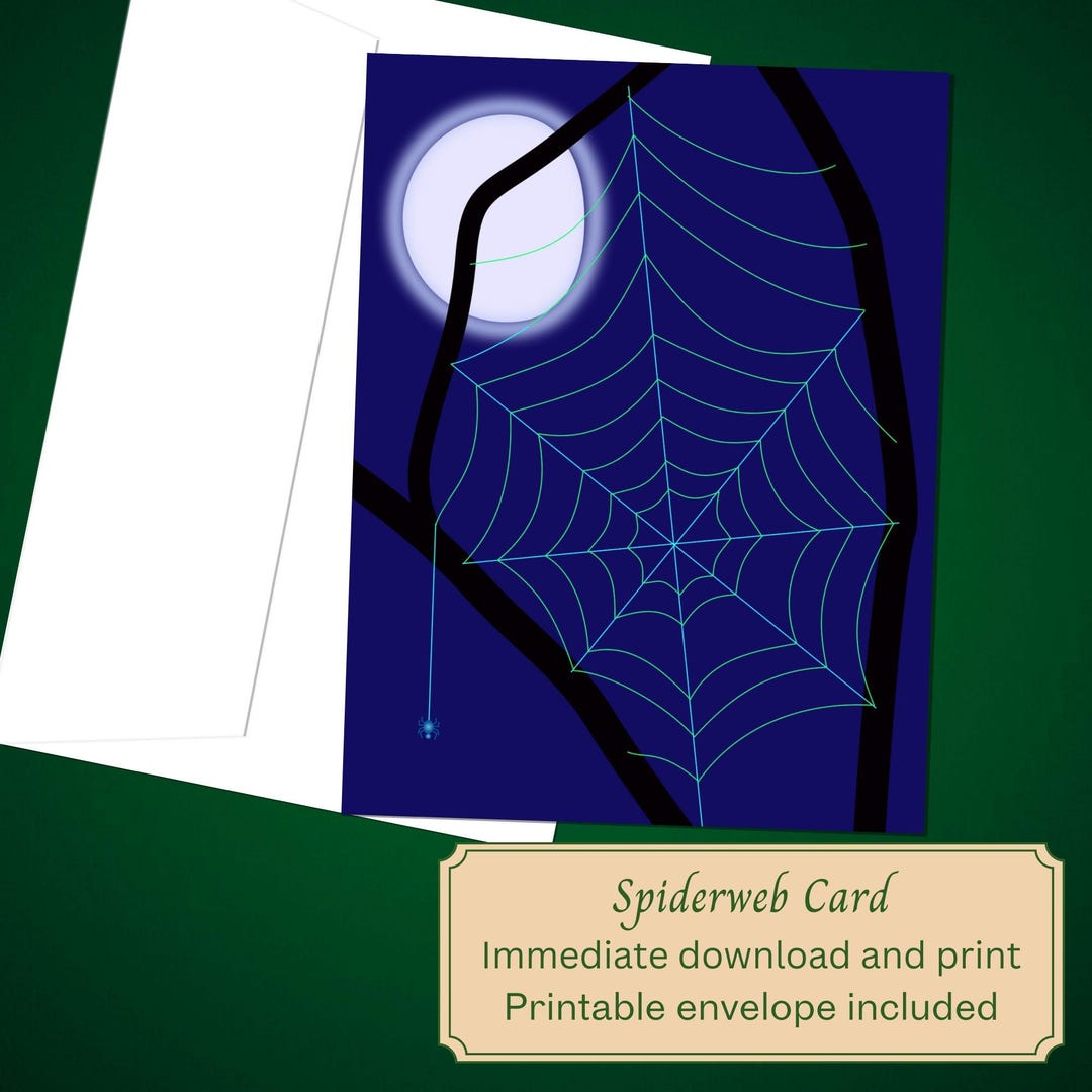 Spiderweb Card, Printable Notecard, Downloadable Greeting Card, Witchy ...