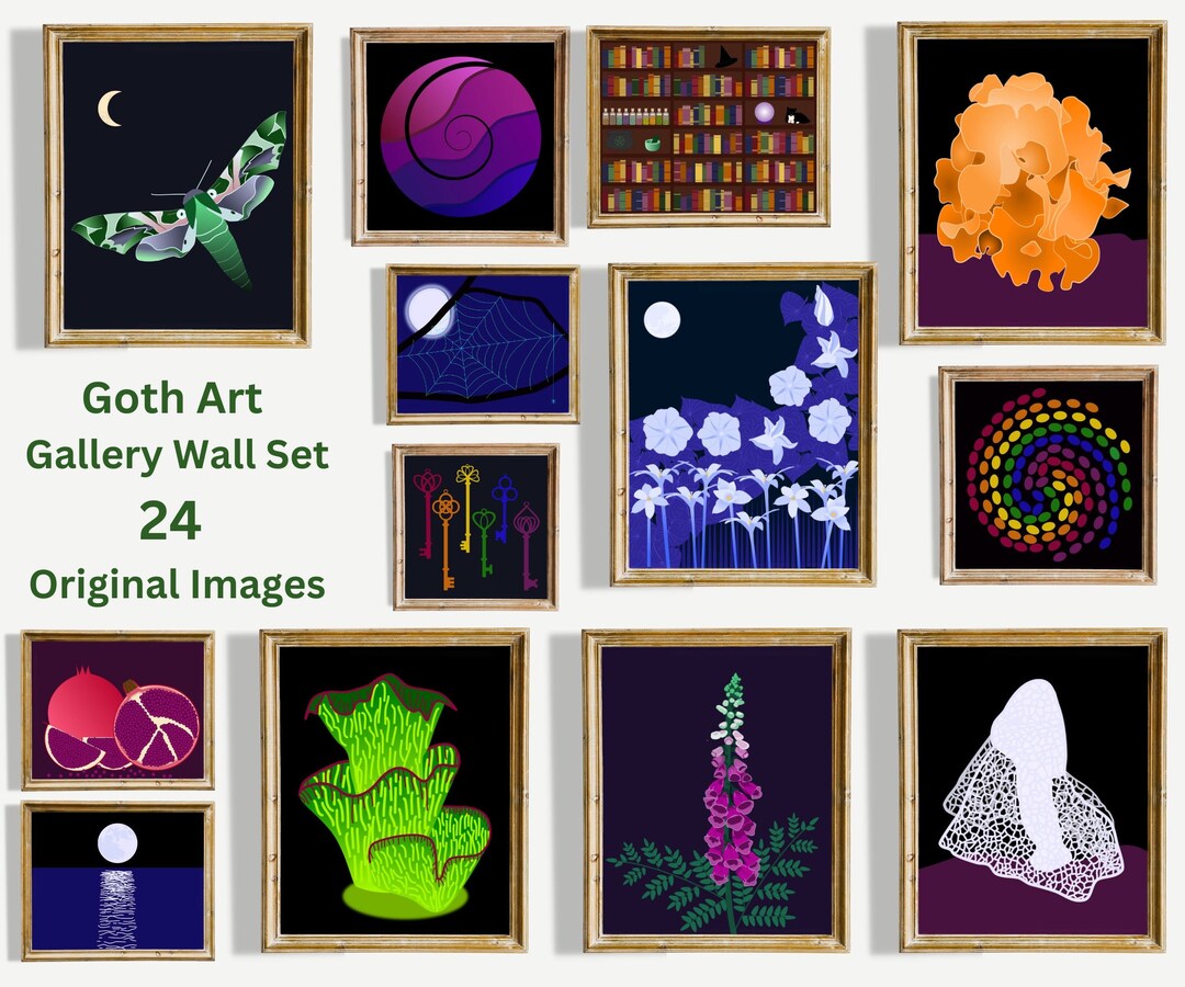 Goth Art Gallery Wall Set: Spooky Witchy Prints (24 Downloadable Jpgs ...