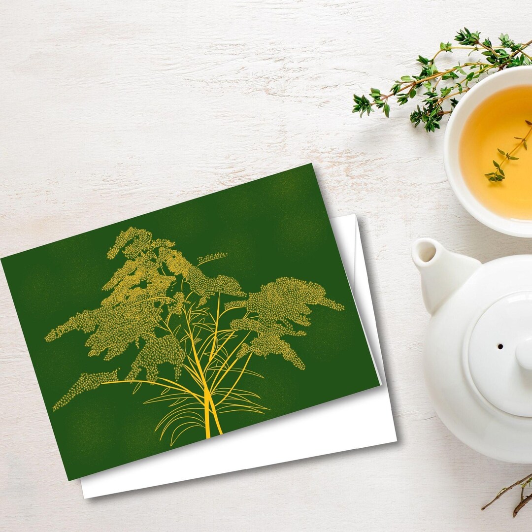 Goldenrod Linocut Greeting Card and Envelope (PDF & JPG, 5x7") - Etsy
