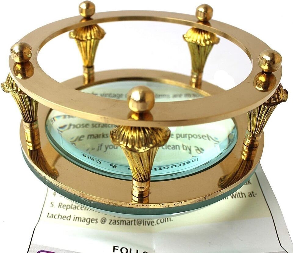 Antique Nautical Map Reading Magnifying Glass Desk Magnifier / Paper ...