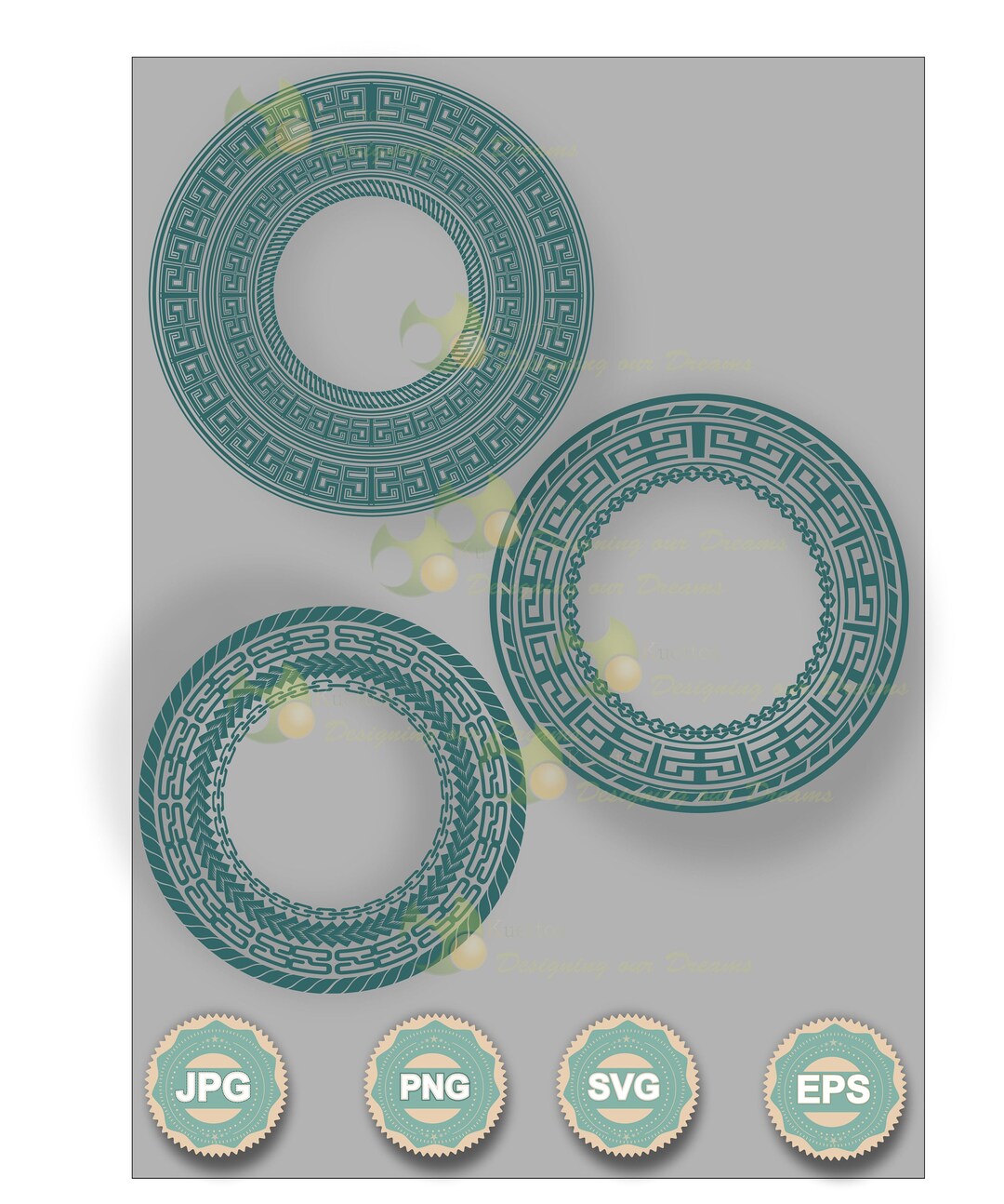 Greek Bundle Circle SVG, Greek Decorative Elements SVG File - Vector ...
