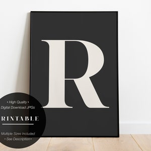 Single Letter Printable, Family Initial Print, Letter R, Minimalist ...