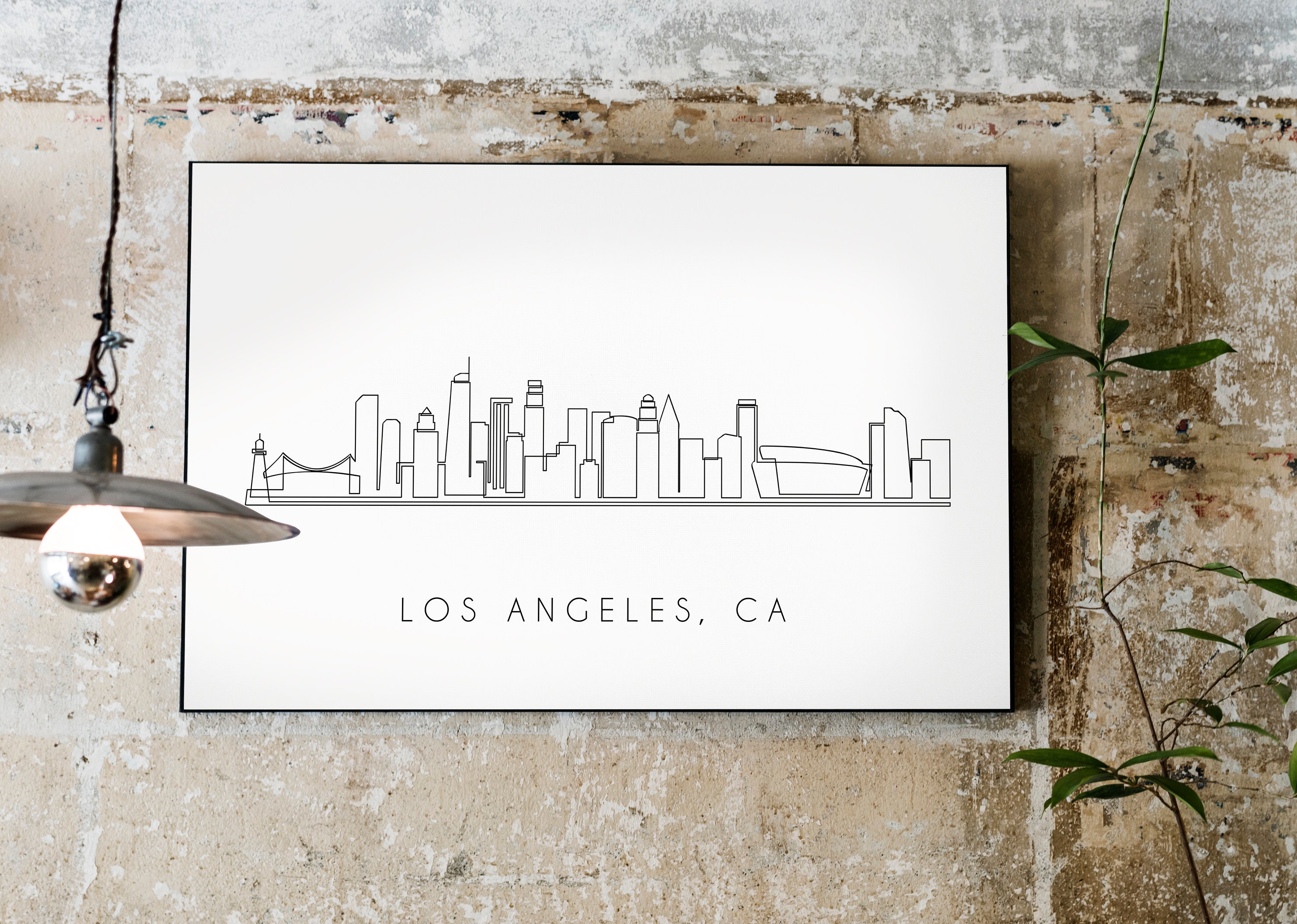 LA Wall Art, Los Angeles Skyline Print, Single Line Drawing, California ...