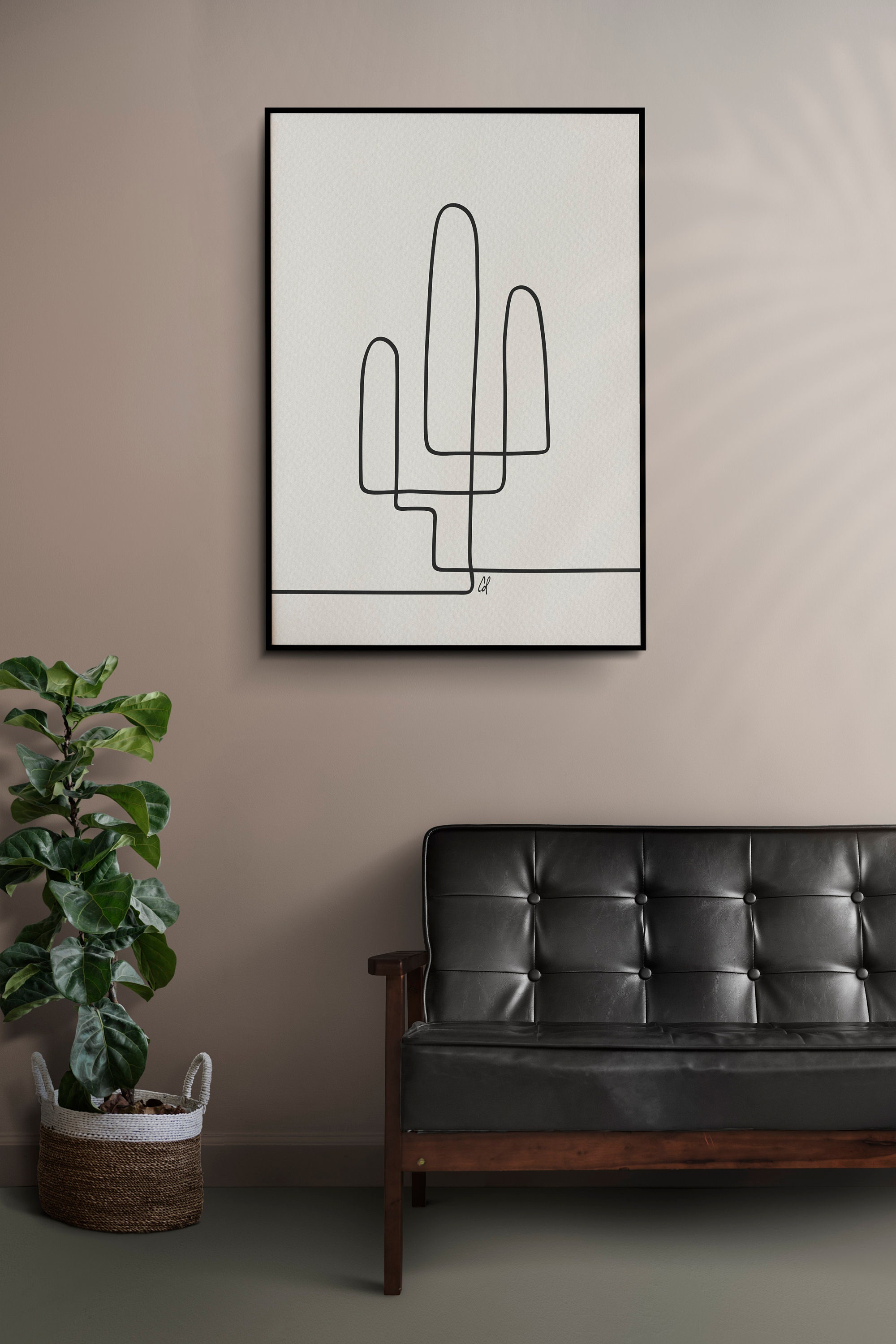CACTUS Abstract Line Art Print Single Line Drawing Desert Print ...