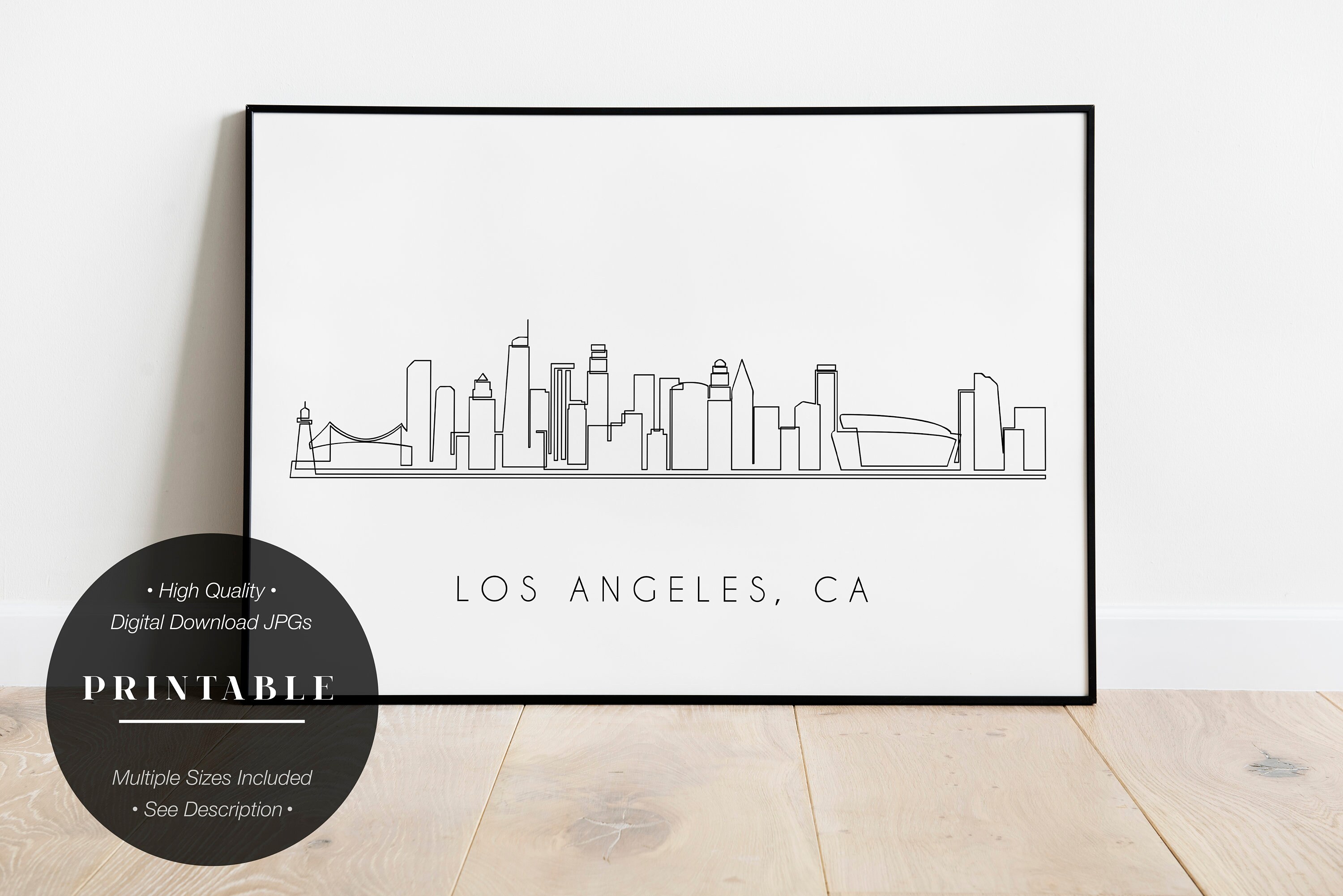 LA Wall Art, Los Angeles Skyline Print, Single Line Drawing, California ...