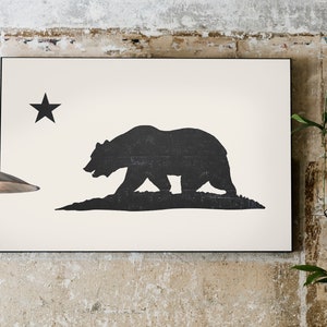 California Flag Wall Art, Walking Bear Print, Vintage Bear Poster, Bear ...