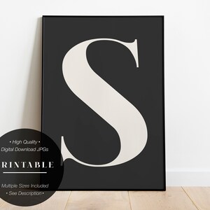 Single Letter Printable, Family Initial Print, Letter S, Minimalist ...