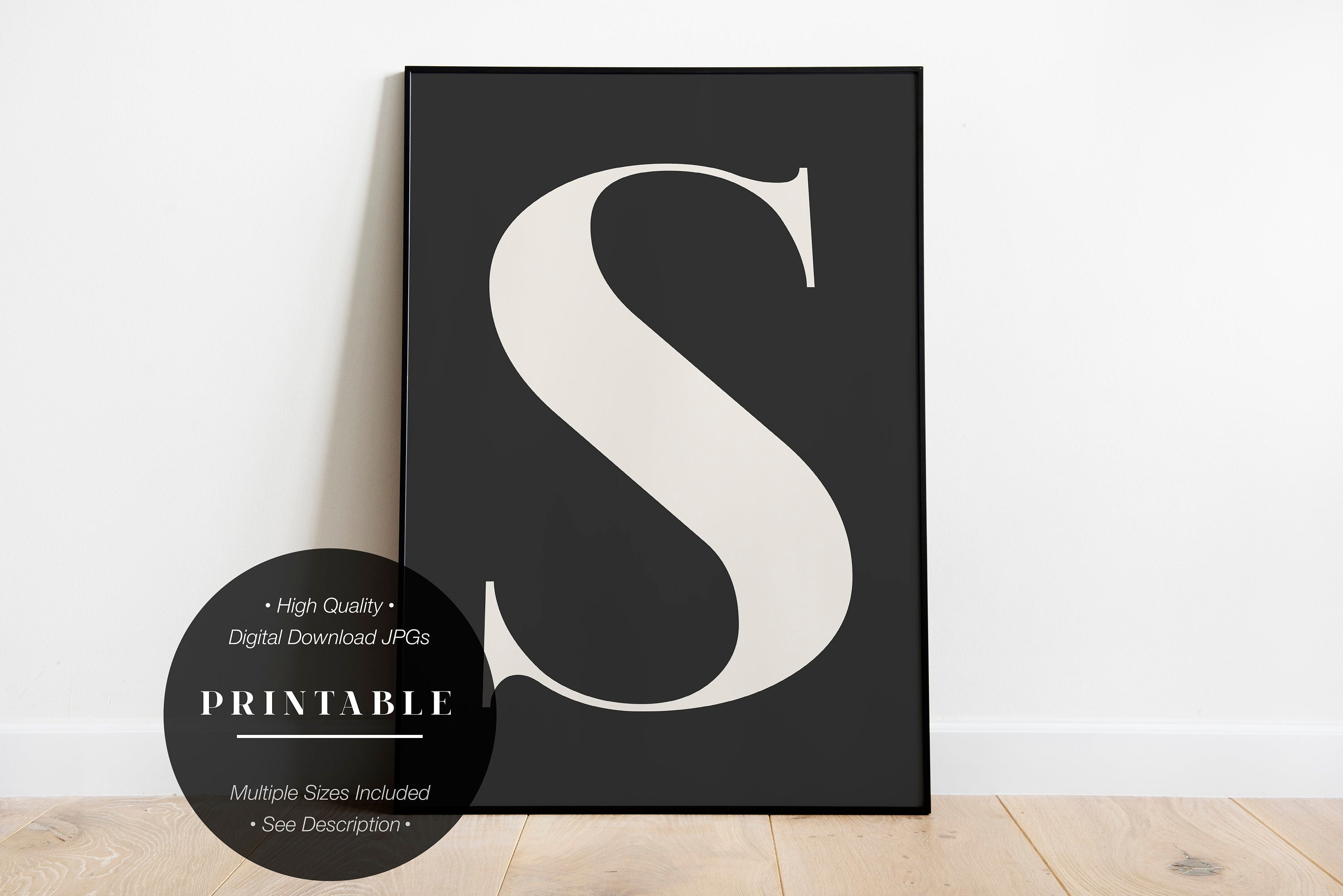 Single Letter Printable, Family Initial Print, Letter S, Minimalist ...