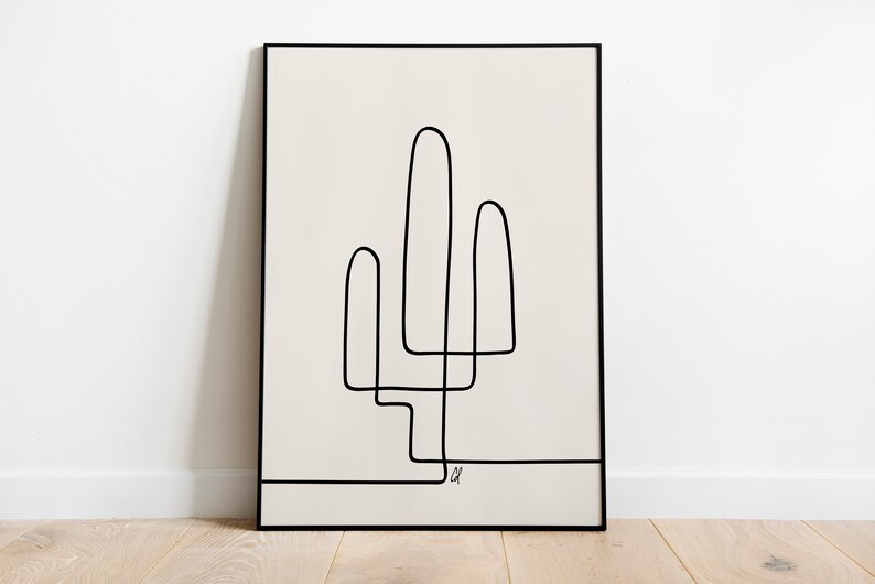 CACTUS POSTER Continuous Line Art DESERT Artwork Abstract - Etsy
