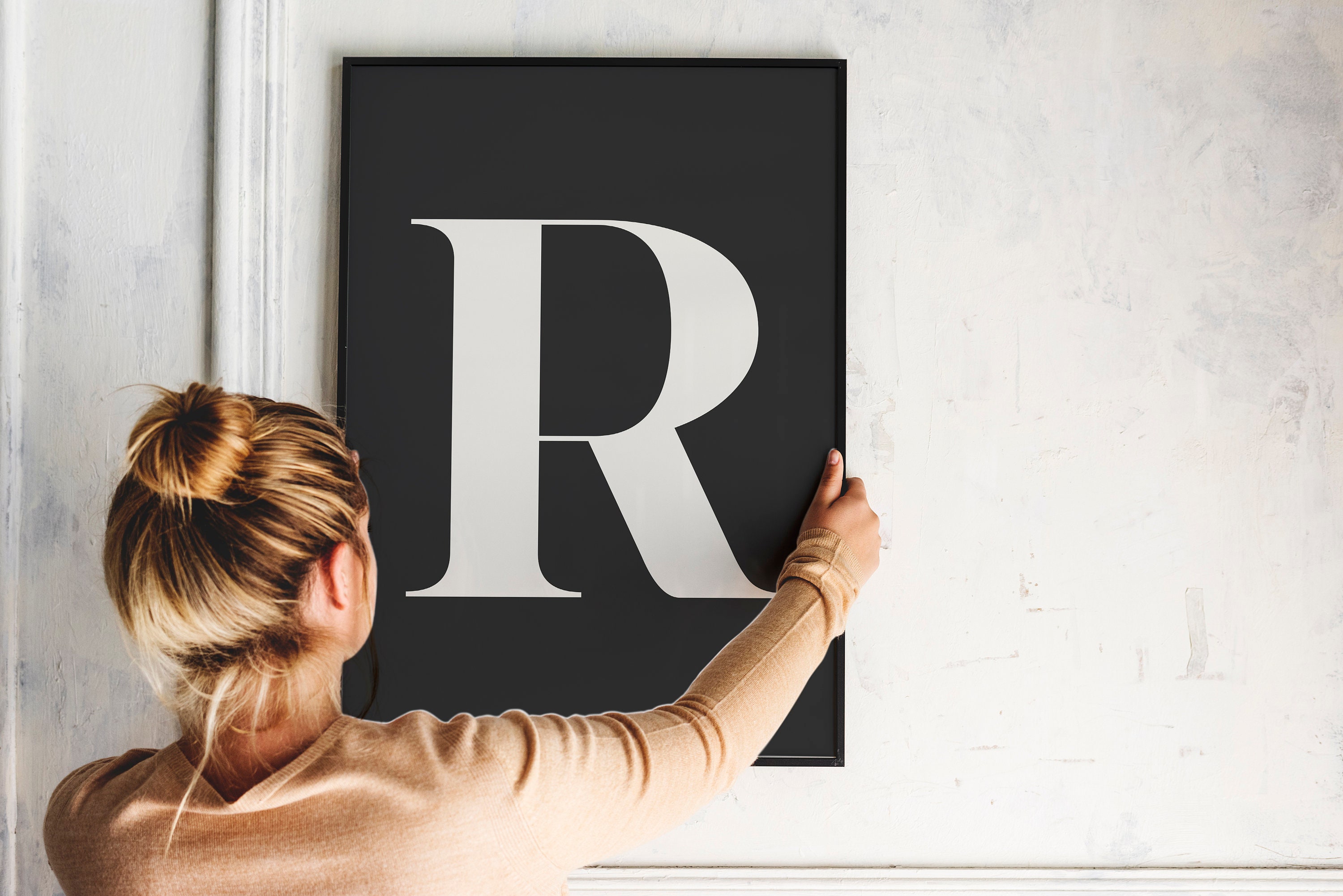 Single Letter Printable, Family Initial Print, Letter R, Minimalist ...