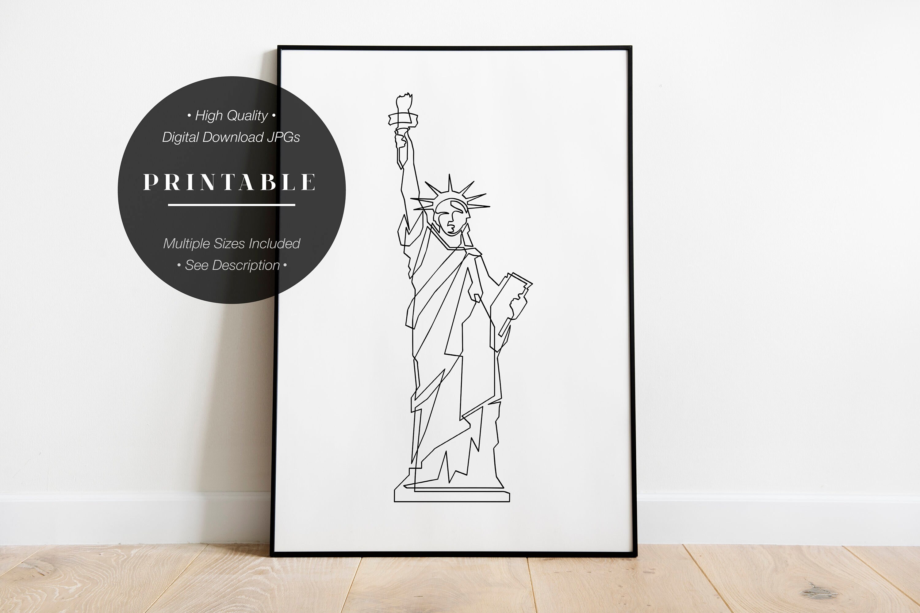 Statue of Liberty Print, New York Wall Art, Single Line Drawing Print ...
